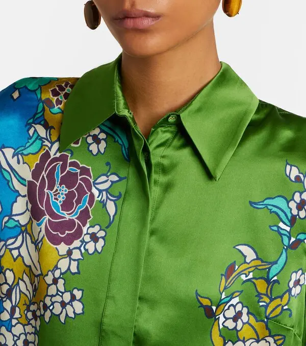 ALEMAIS Nanci Printed Silk Satin Shirt - Multicoloured