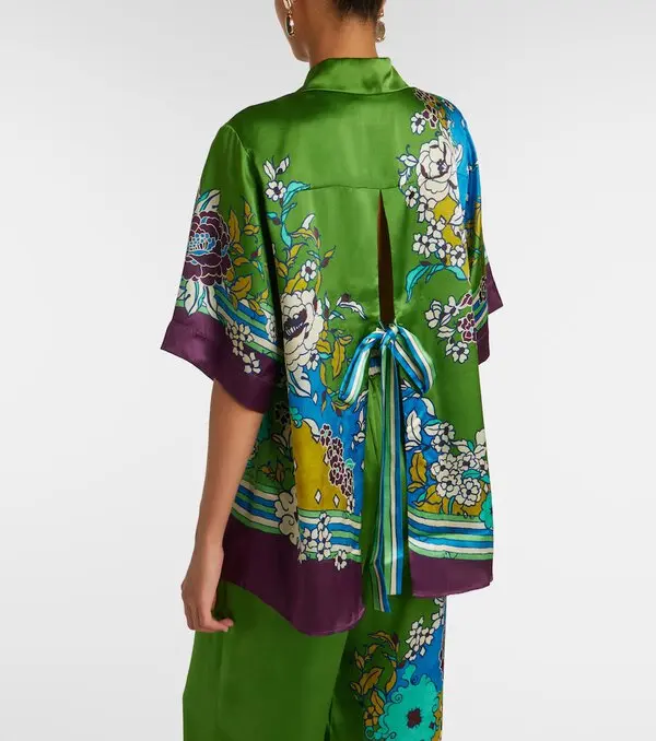 ALEMAIS Nanci Printed Silk Satin Shirt - Multicoloured