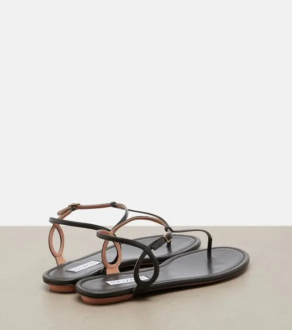 AQUAZZURA Almost Bare Leather Thong Sandals