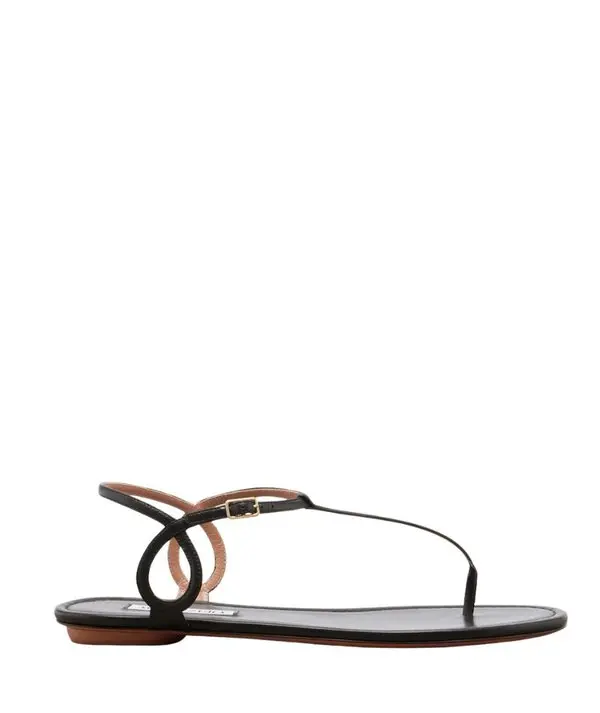 AQUAZZURA Leather Thong Sandals - Brown