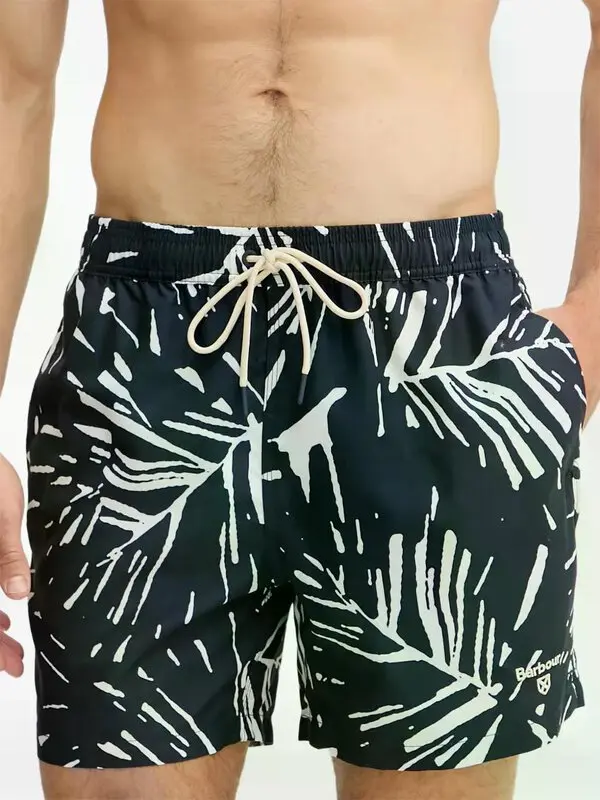 Barbour Edenwood Palm-print Drawstring Swim Shorts - Blue