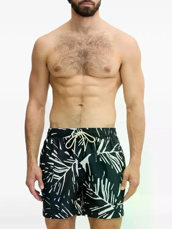 Barbour Edenwood Palm-print Drawstring Swim Shorts
