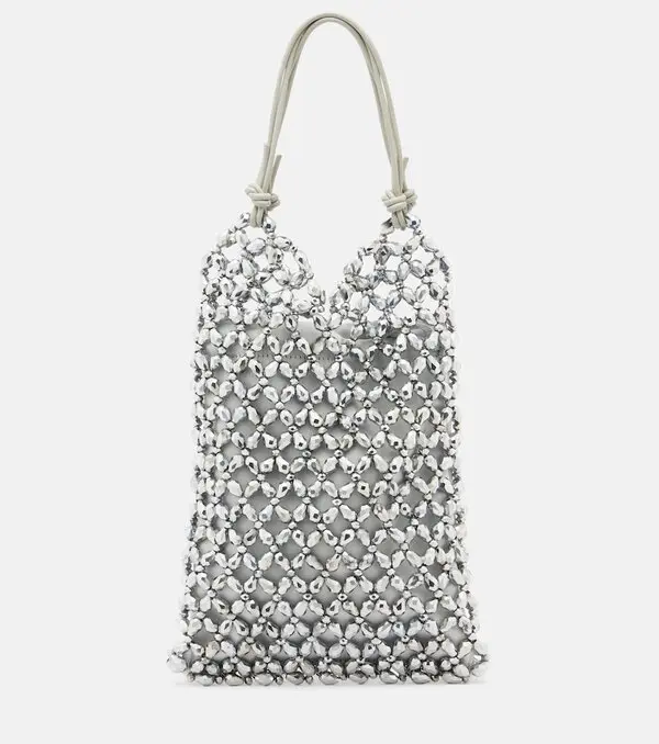 Staud Karla Beaded Top-handle Bag - Silver