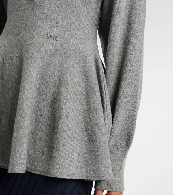 Stella McCartney Peplum Virgin Wool Top In Melange