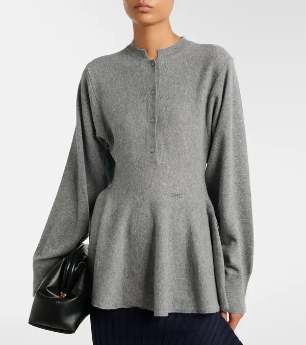 Stella McCartney Peplum Virgin Wool Top In Melange