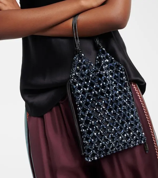 Staud Karla Beaded Top-handle Bag - Blue