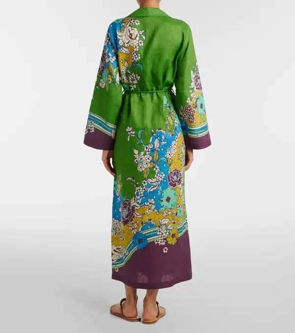 ALEMAIS Nanci Printed Linen Shirt Dress