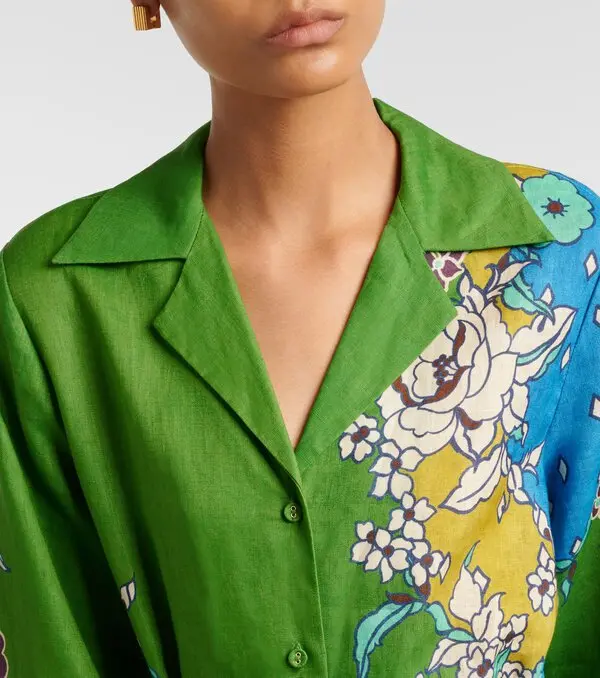 ALEMAIS Nanci Printed Linen Shirt Dress