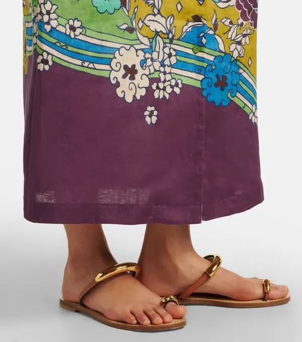 ALEMAIS Nanci Printed Linen Shirt Dress