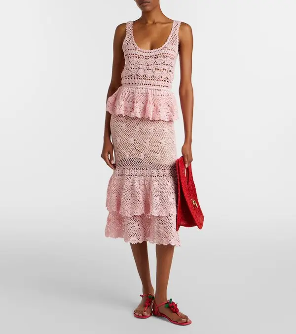 Anna Kosturova Florence Crochet Midi Skirt