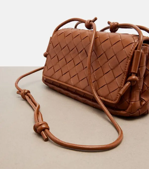 Bottega Veneta Notturno Intrecciato Leather Crossbody Bag - Brown