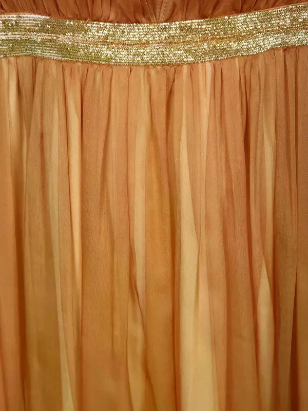 Alberta Ferretti Pleated Cape-sleeve Maxi Dress
