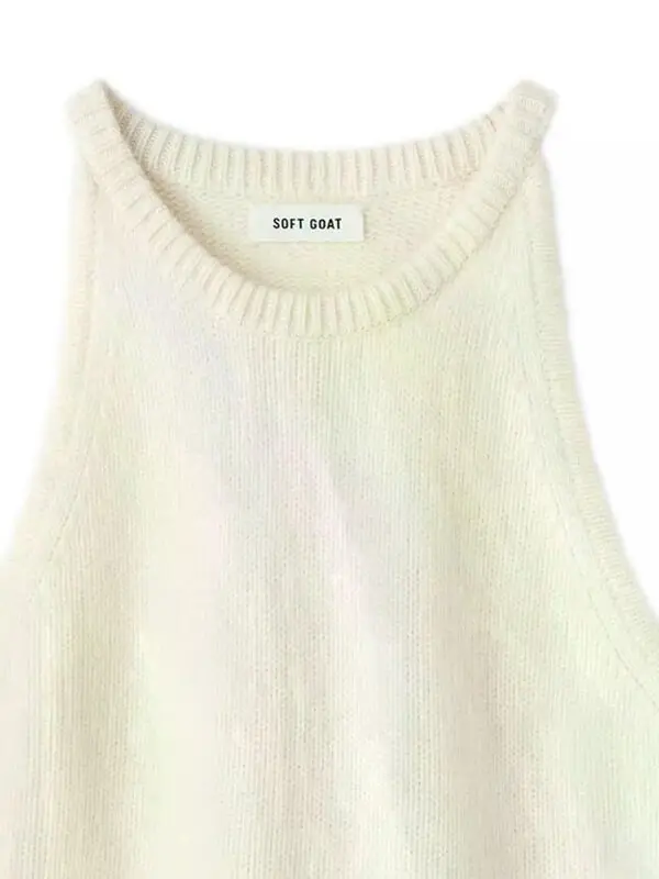 Soft Goat Cashmere Halterneck Top - Neutrals
