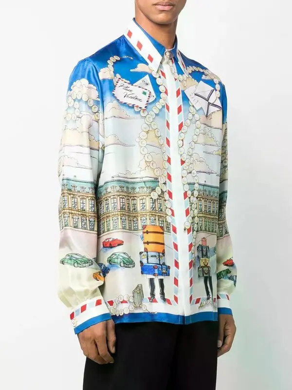Casablanca Graphic-print Silk Shirt