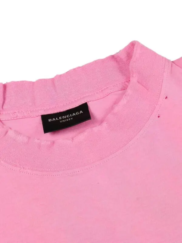 Balenciaga Logo Embroidered Distressed T-shirt