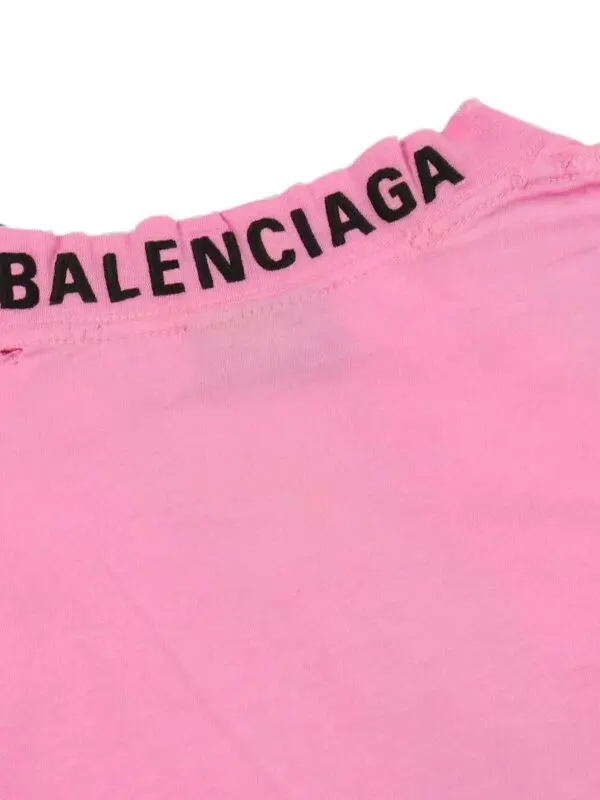 Balenciaga Logo Embroidered Distressed T-shirt