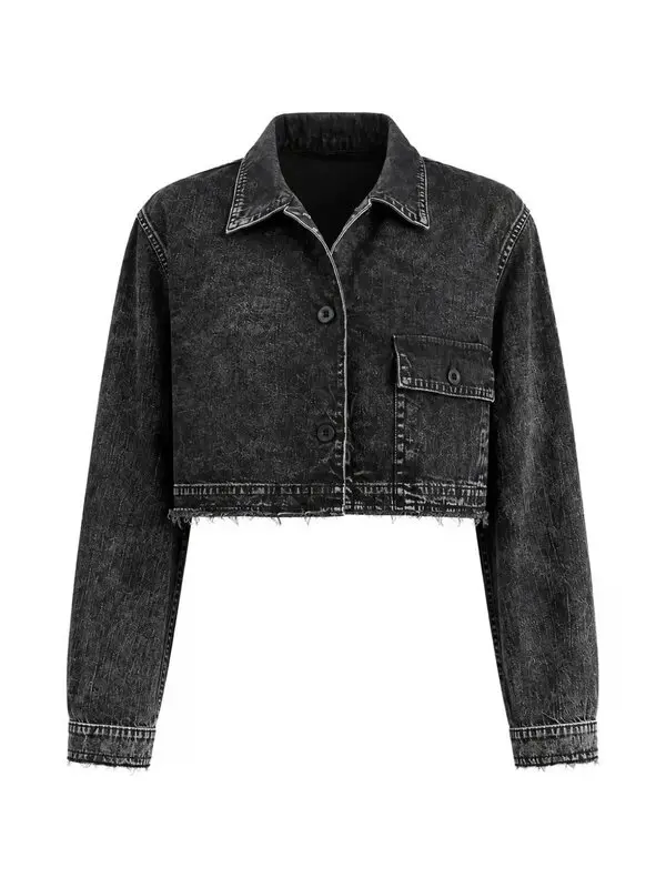 Y’s Cropped Frayed Denim Jacket