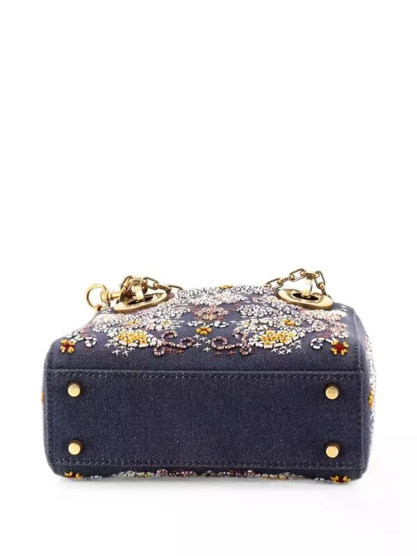 Dior Lady Chain Bag Beaded Denim Mini Crossbody Bag