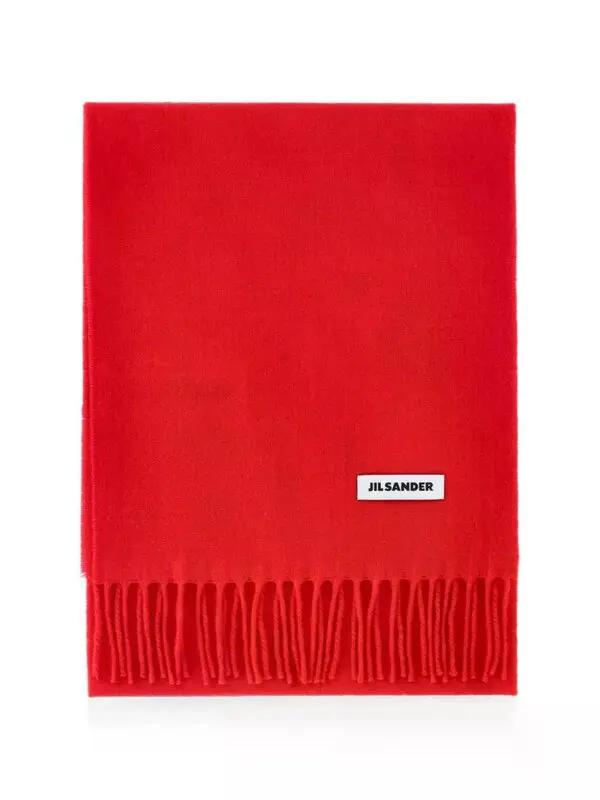 JIL SANDER Fringed-edge Scarf - Red