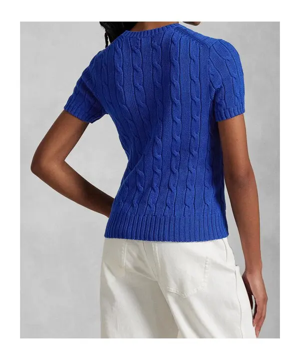 Polo Ralph Lauren Cable-knit Crewneck Top With Embroidered Logo