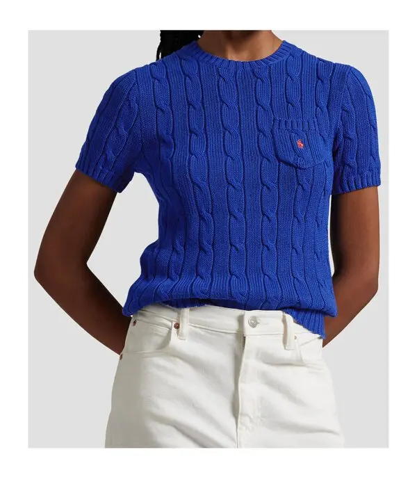 Polo Ralph Lauren Cable-knit Crewneck Top With Embroidered Logo