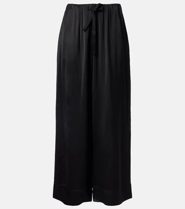 TOTEME Satin Wide-leg Pants In Latte - Black