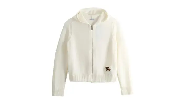 Burberry Jillian Zip-up Hooded Jacket - Ecru