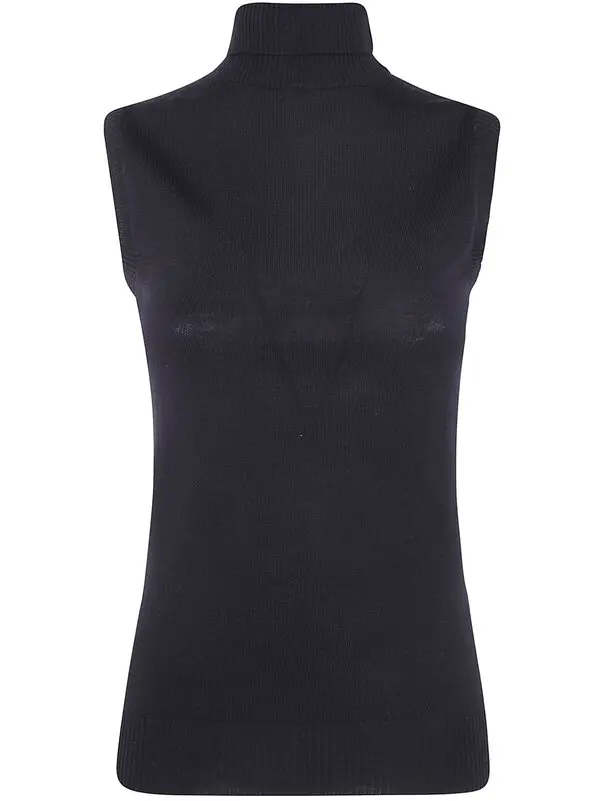 Max Mara Sleeveless Knit Turtleneck - Black