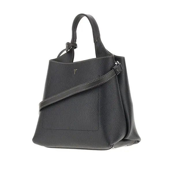 TOD'S Grained Leather Mini Shopping Bag With T Timeless Charm