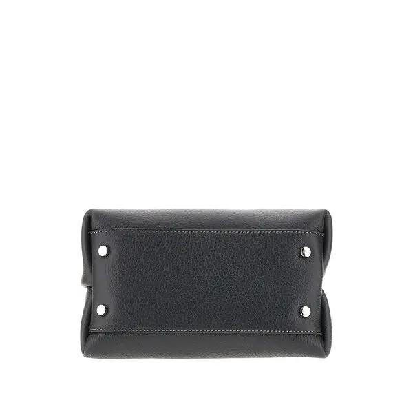TOD'S Grained Leather Mini Shopping Bag With T Timeless Charm - Black