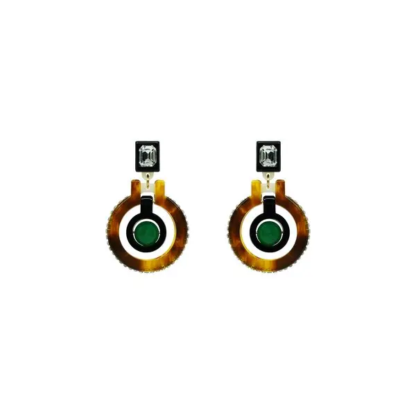 GISSA BICALHO Handmade Acrylic Earring Hoops Nebula - Green