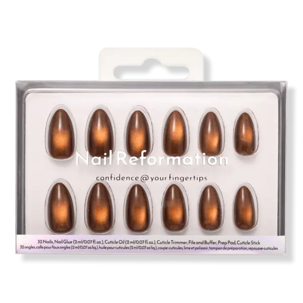 NAIL REFORMATION Brown Velour Press On Nails - One-color