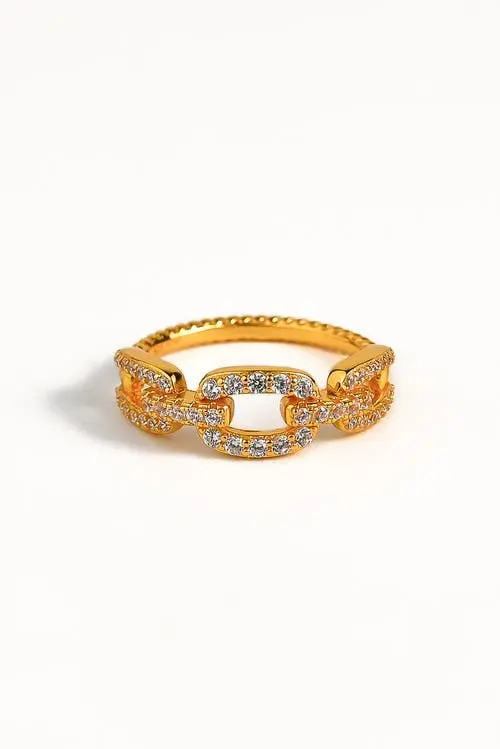 ZYNNIA COLLECTIVE Studded Twist Chain Ring - Gold