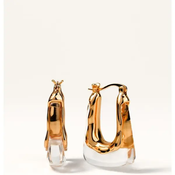 ZYNNIA COLLECTIVE Rhodium-plated Brass And Resin Hoop Earrings - Gold