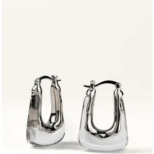 ZYNNIA COLLECTIVE Rhodium-plated Brass And Resin Hoop Earrings - Silver