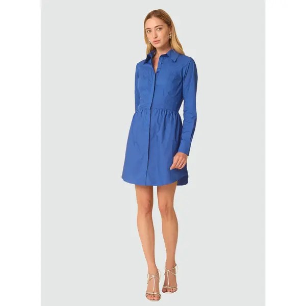 GILNER FARRAR Yelina Bustier Button-down Poplin Dress - Azure