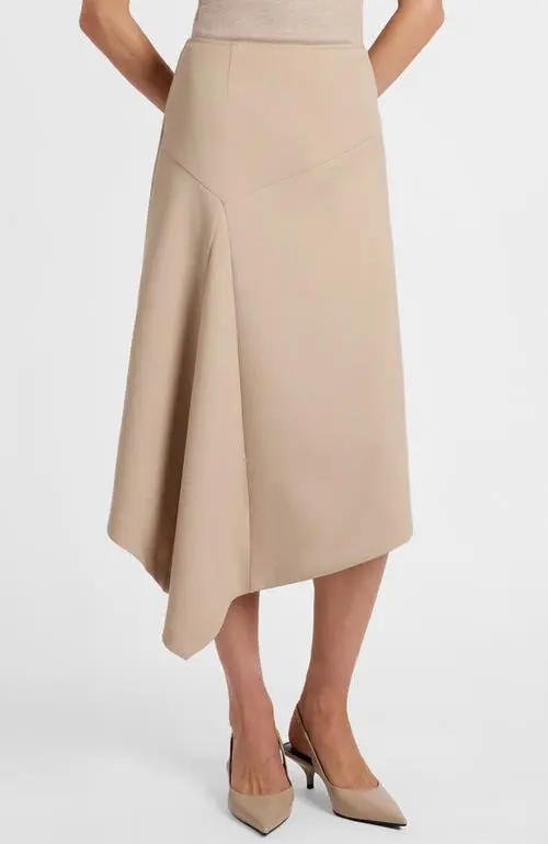 Santorelli Myna Asymmetrical Midi-length Skirt - Sand
