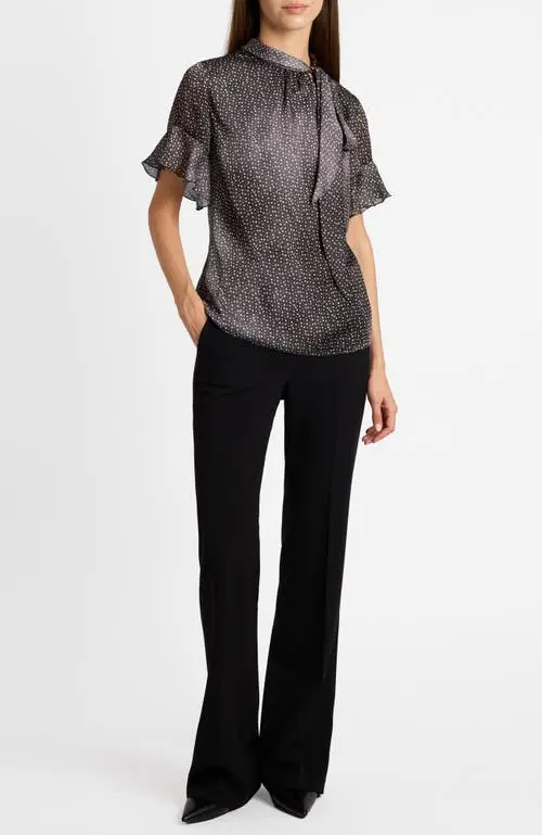Santorelli Athena Blouse With Short Flutter-sleeves