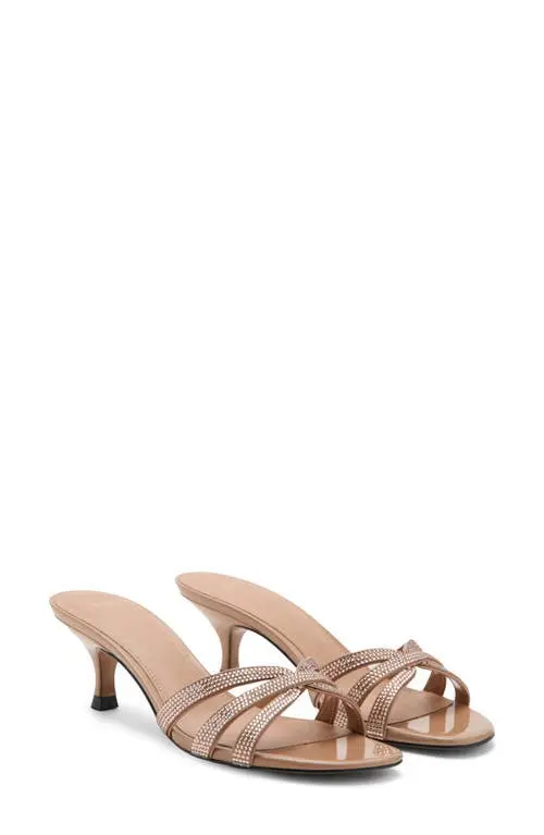 Mango Embellished Kitten Heel Slide Sandals - Beige