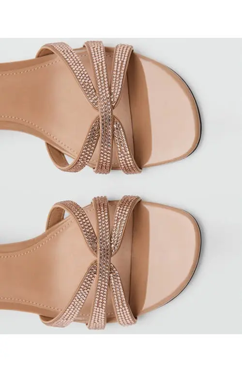 Mango Embellished Kitten Heel Slide Sandals