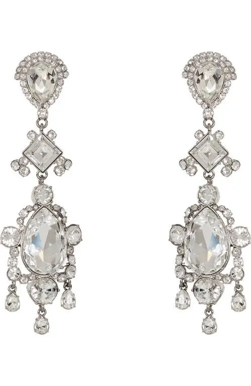 Balmain Brass And Crystal Pendant Earrings - Silver