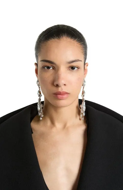 Balmain Brass And Crystal Pendant Earrings
