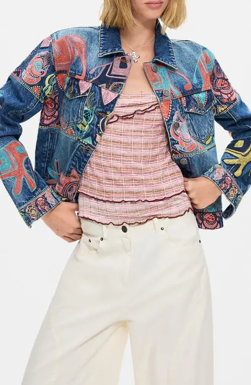 Desigual Embroidered Denim Trucker Jacket