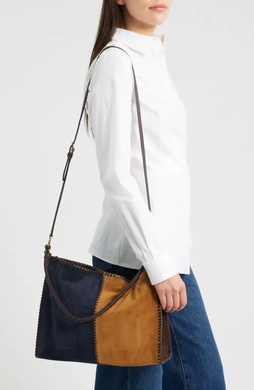 Veronica Beard Vida Colorblock Suede Hobo Bag - Cypress Multi