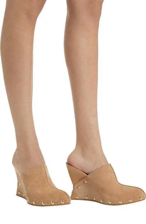 Balmain Wedge Clogs In Wood And Suede