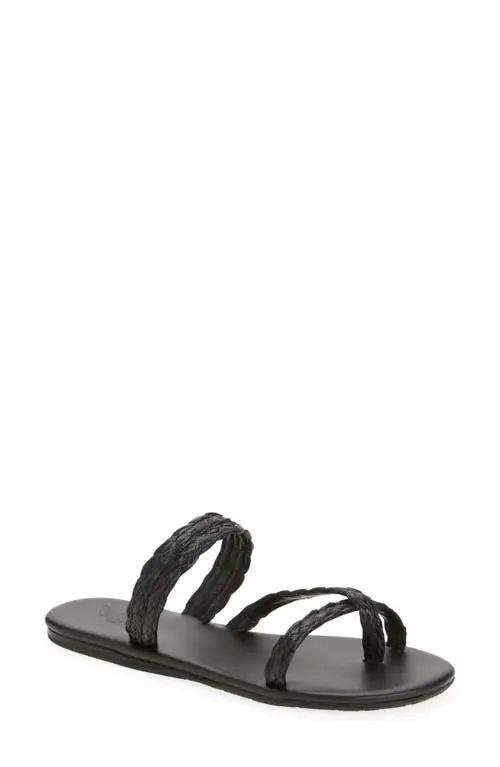 ANCIENT GREEK SANDALS Daphnae Raffia Sandal - Black