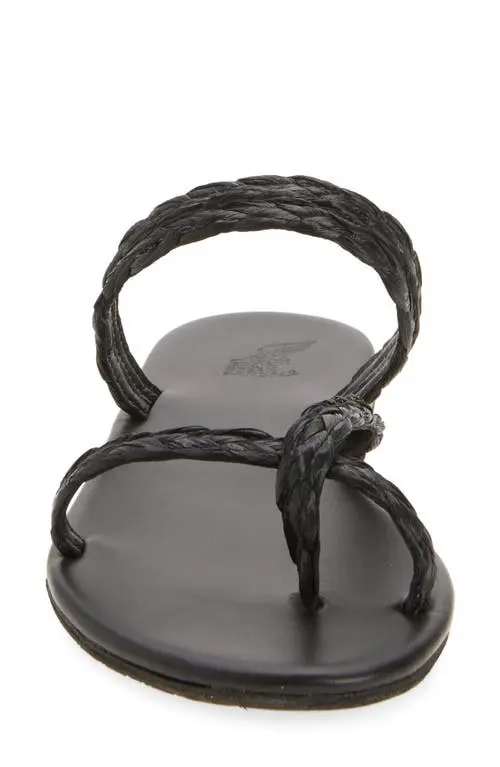 ANCIENT GREEK SANDALS Daphnae Raffia Flat Sandals - Black