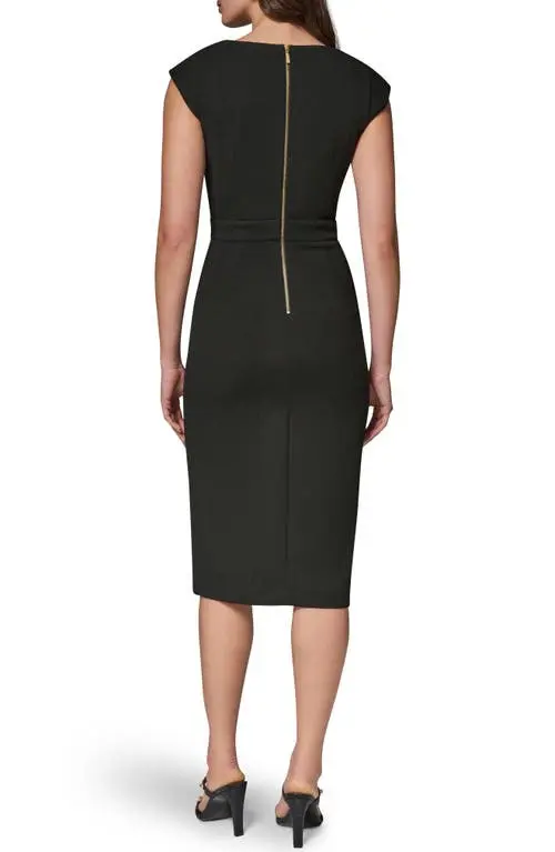 Donna Karan New York Cap Sleeve Square Neck Sheath Dress With Slit