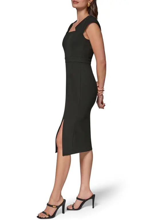 Donna Karan New York Cap Sleeve Square Neck Sheath Dress With Slit