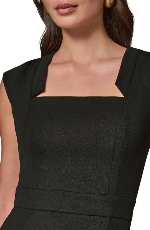 Donna Karan New York Cap Sleeve Square Neck Sheath Dress With Slit